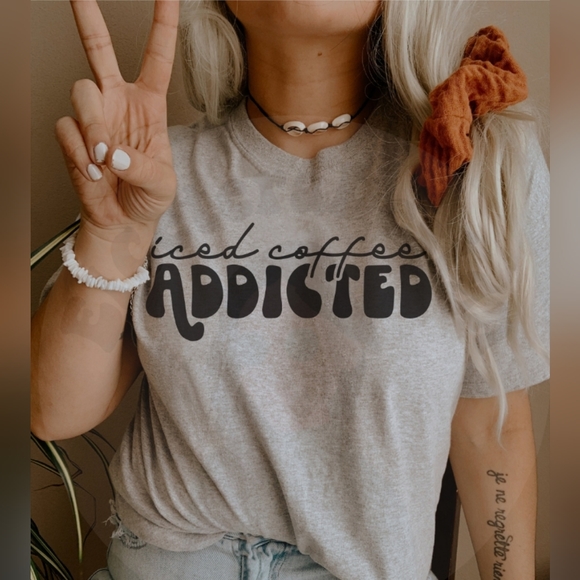 Hand Crafted | Tops | Iced Coffee Addicted Shirt | Poshmark